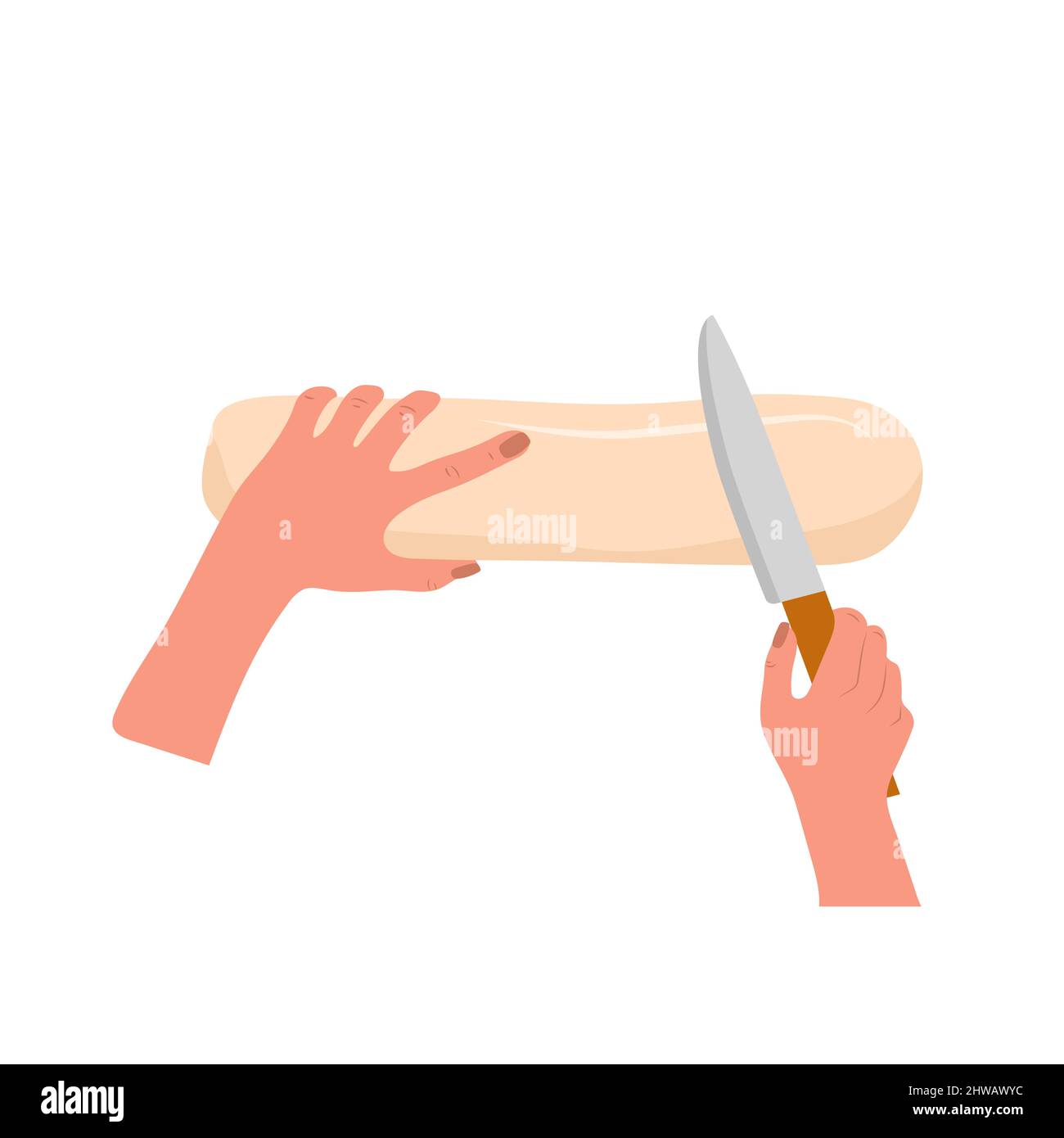 Kneading dough hands. Woman prepares homemade baking or bread. Top view ...