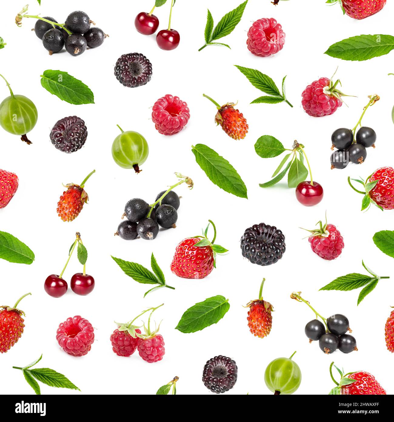 Seamless pattern of ripe berries isolated on white background Stock ...