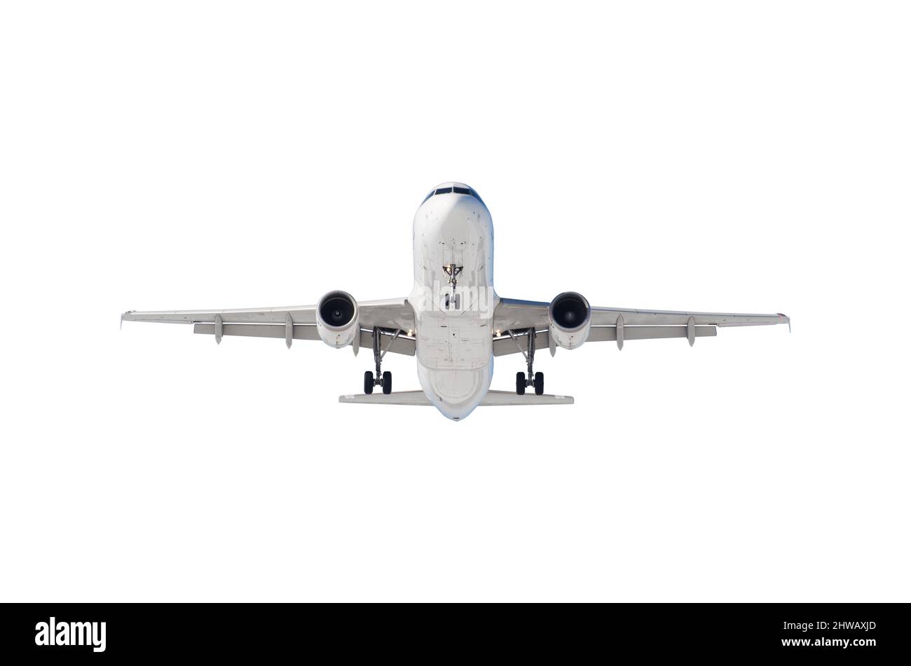 Airplane isolated on white background, front view Stock Photo - Alamy
