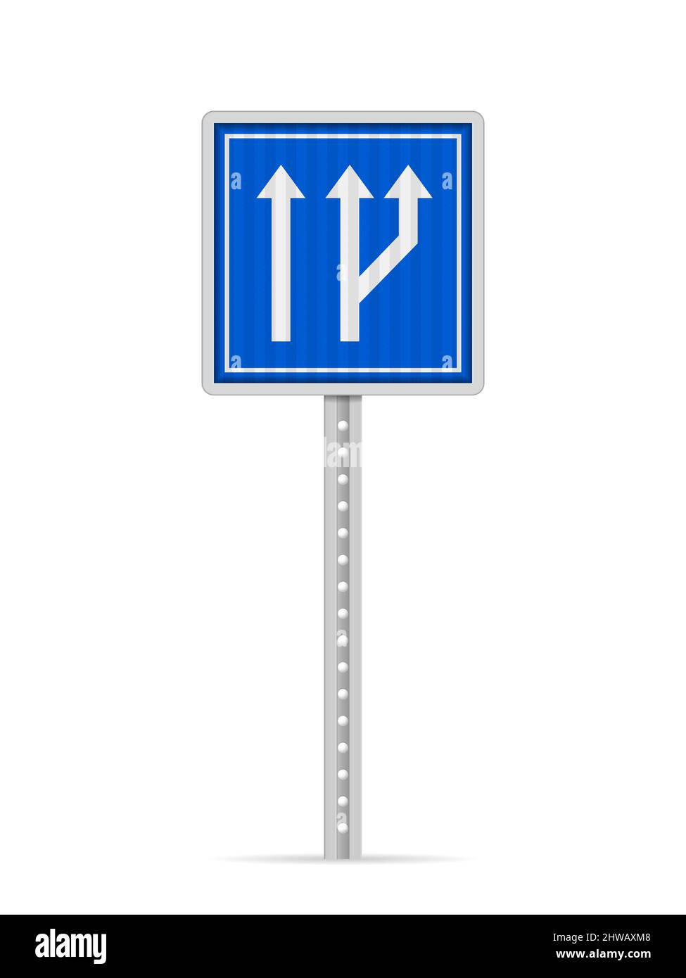 Additional lane road sign on a white background. Vector illustration ...
