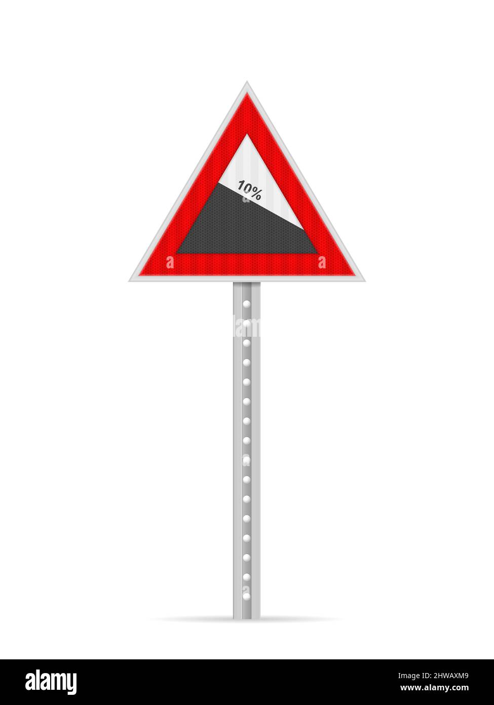 Steep downgrade road sign on a white background. Vector illustration ...