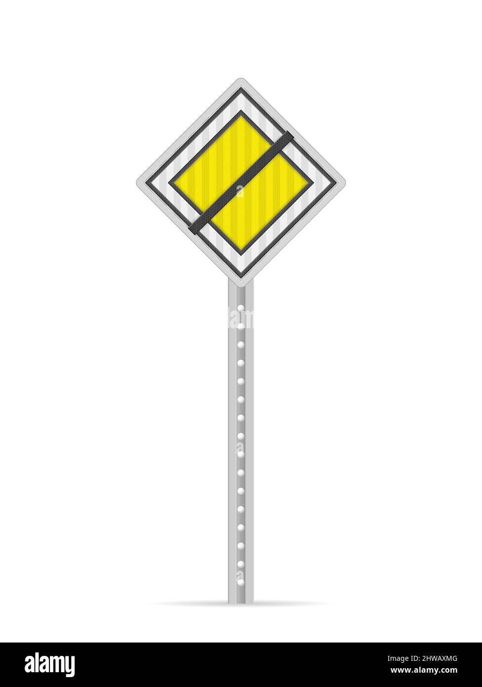 End of priority road sign on a white background. Vector illustration ...