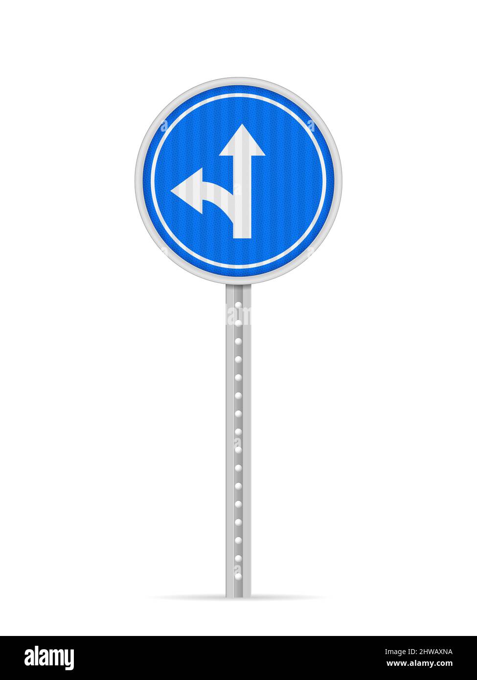Straight or left only road sign on a white background. Vector ...