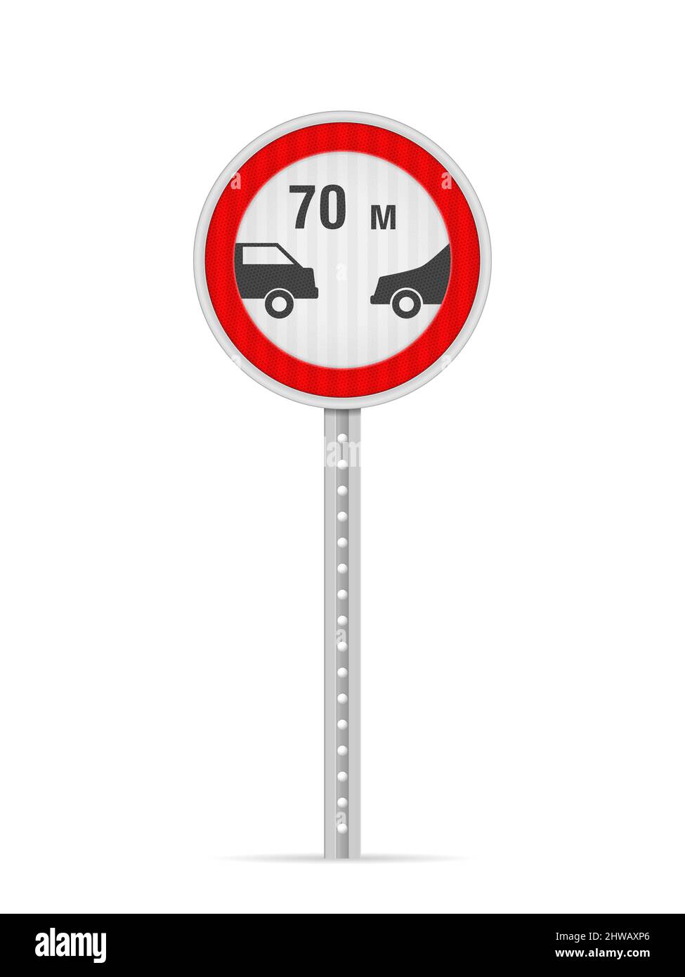 Minimum following distance road sign on a white background. Vector ...