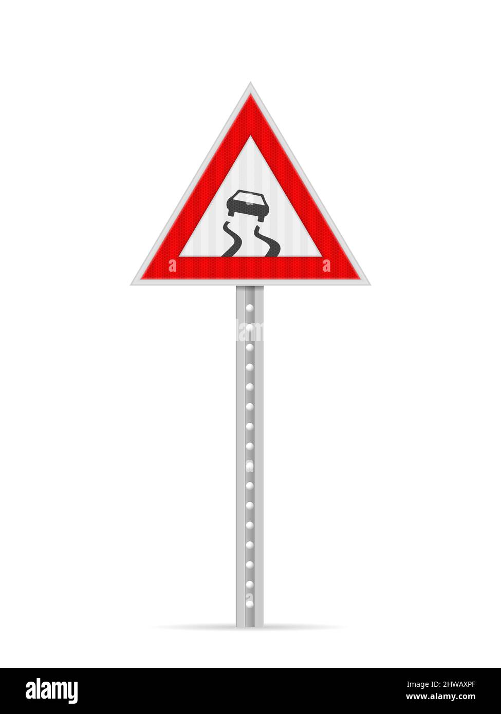 Slippery road road sign on a white background. Vector illustration ...