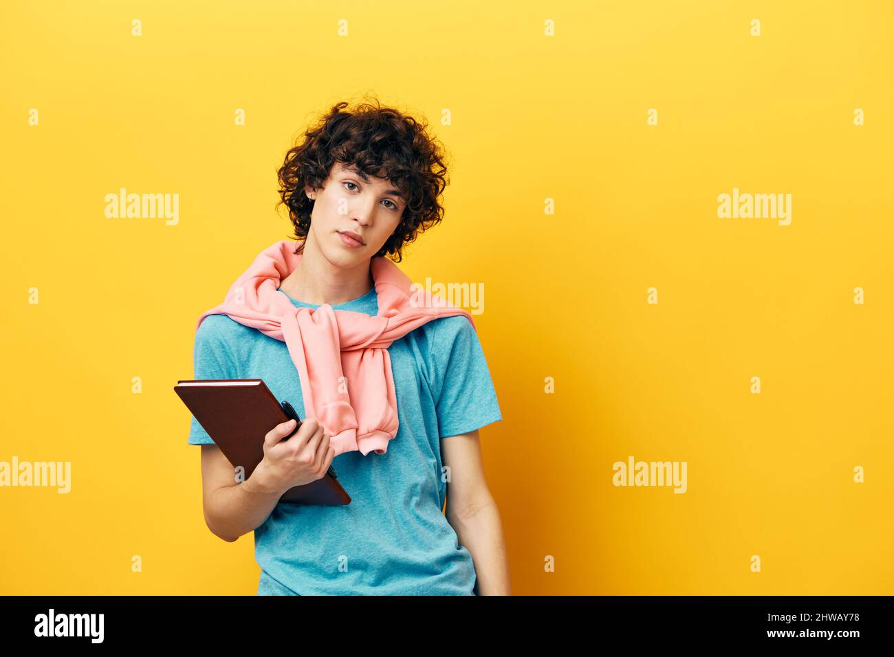 guy education with notepad hand gesture isolated backgrounds Stock ...