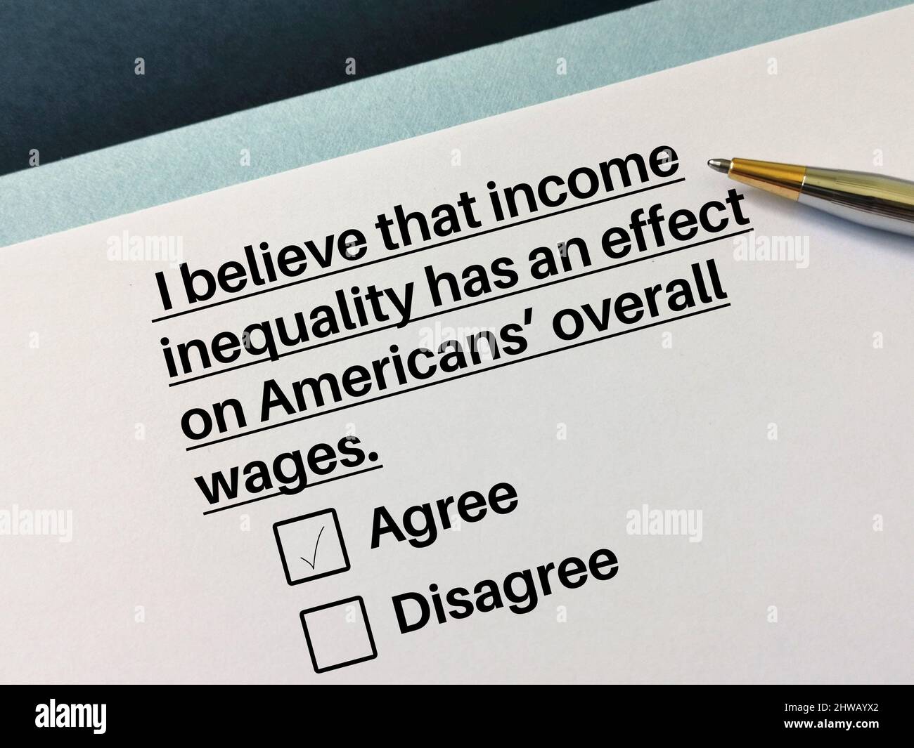 One person is answering question about social inequality. The person ...