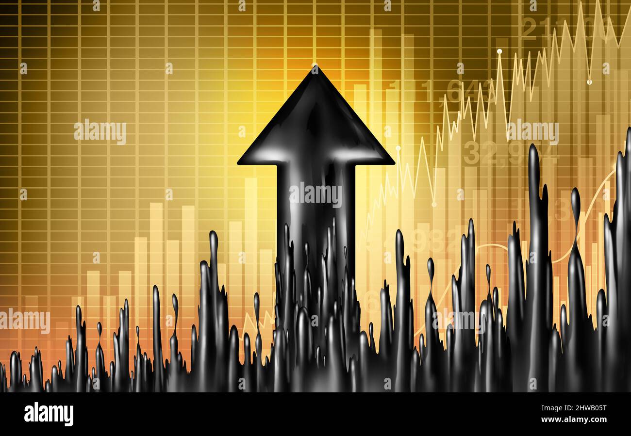 Oil increase fuel and gas price rising concept as liquid black crude ...