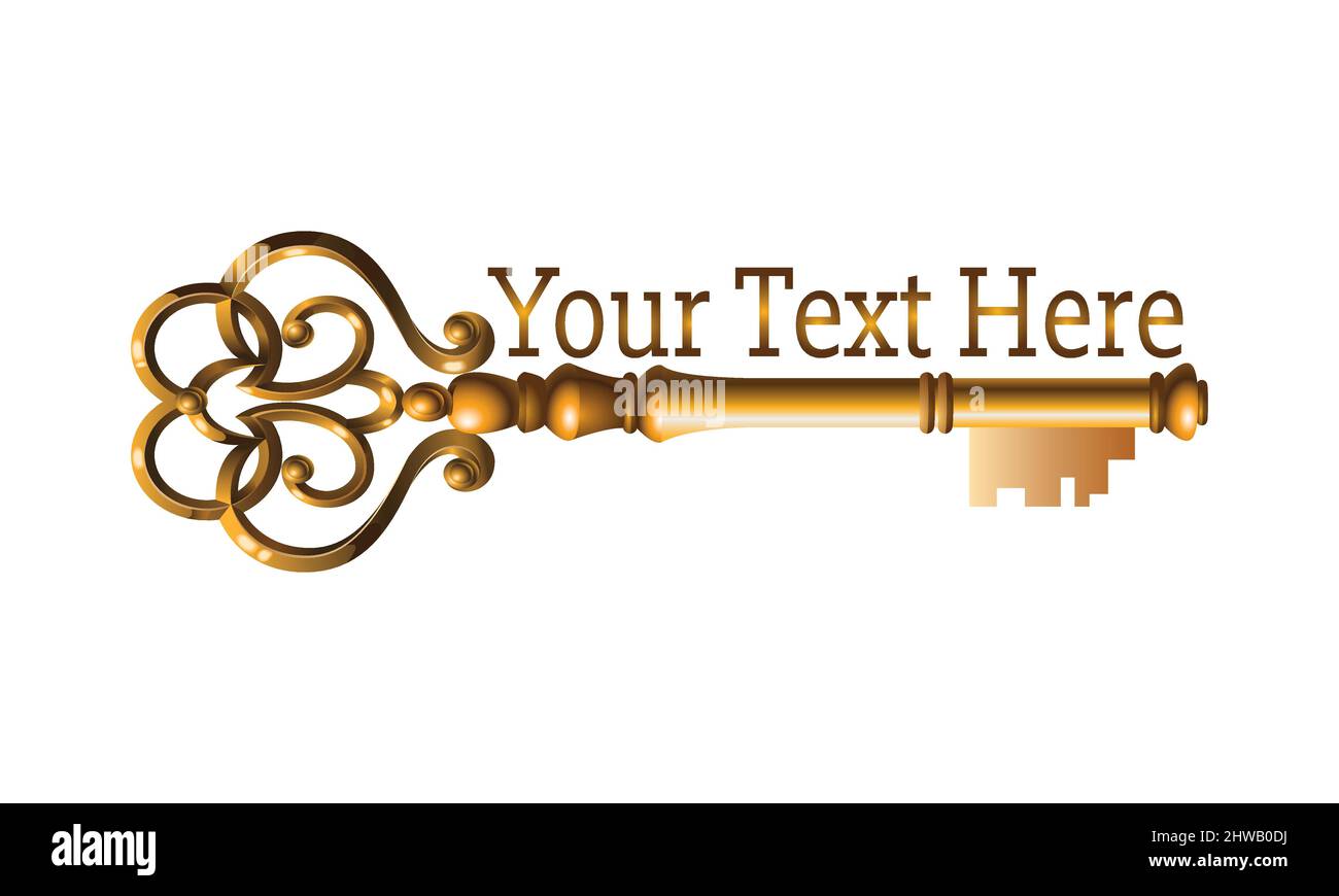 golden coloured Old door key vector icon illustration isolated on white ...