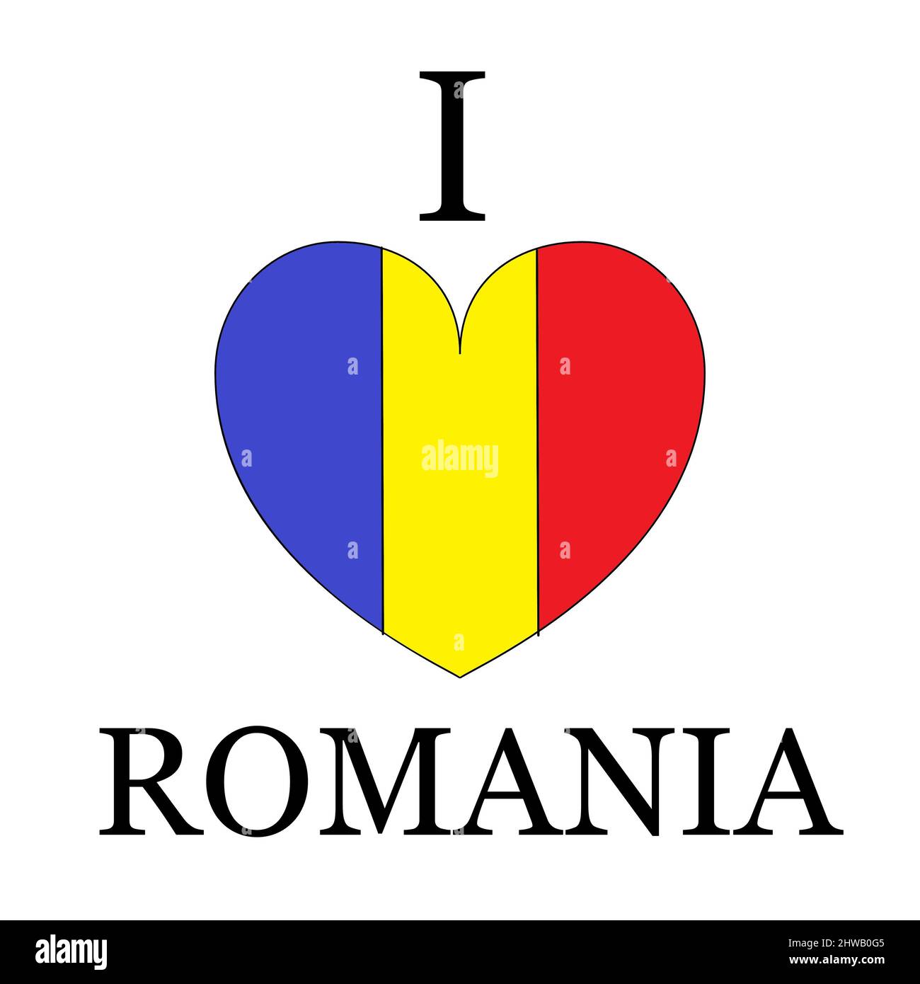 the flag of Romania in the shape of a heart and the message i love ...