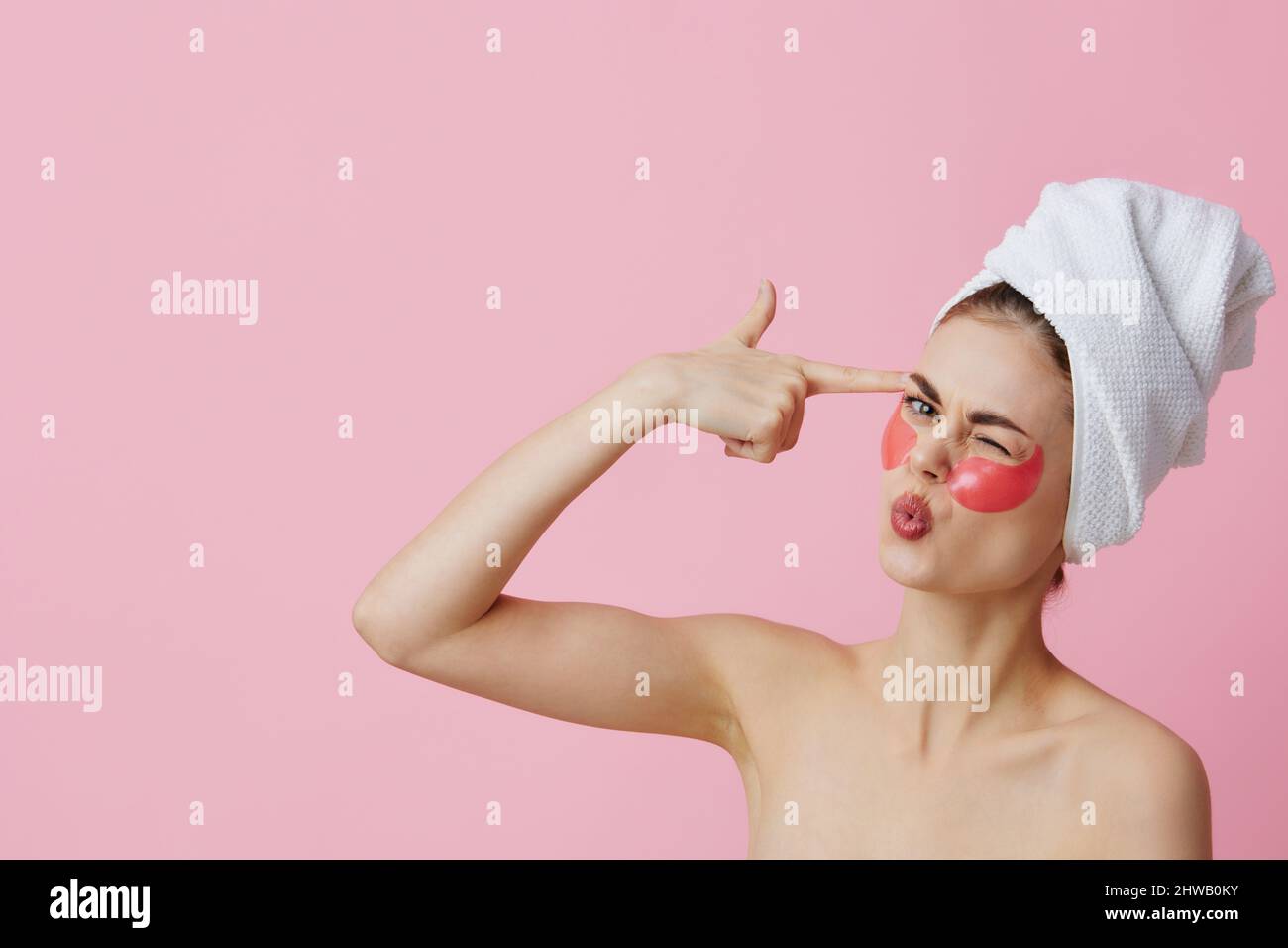 woman patches rejuvenation skin care fun close-up Lifestyle Stock Photo ...