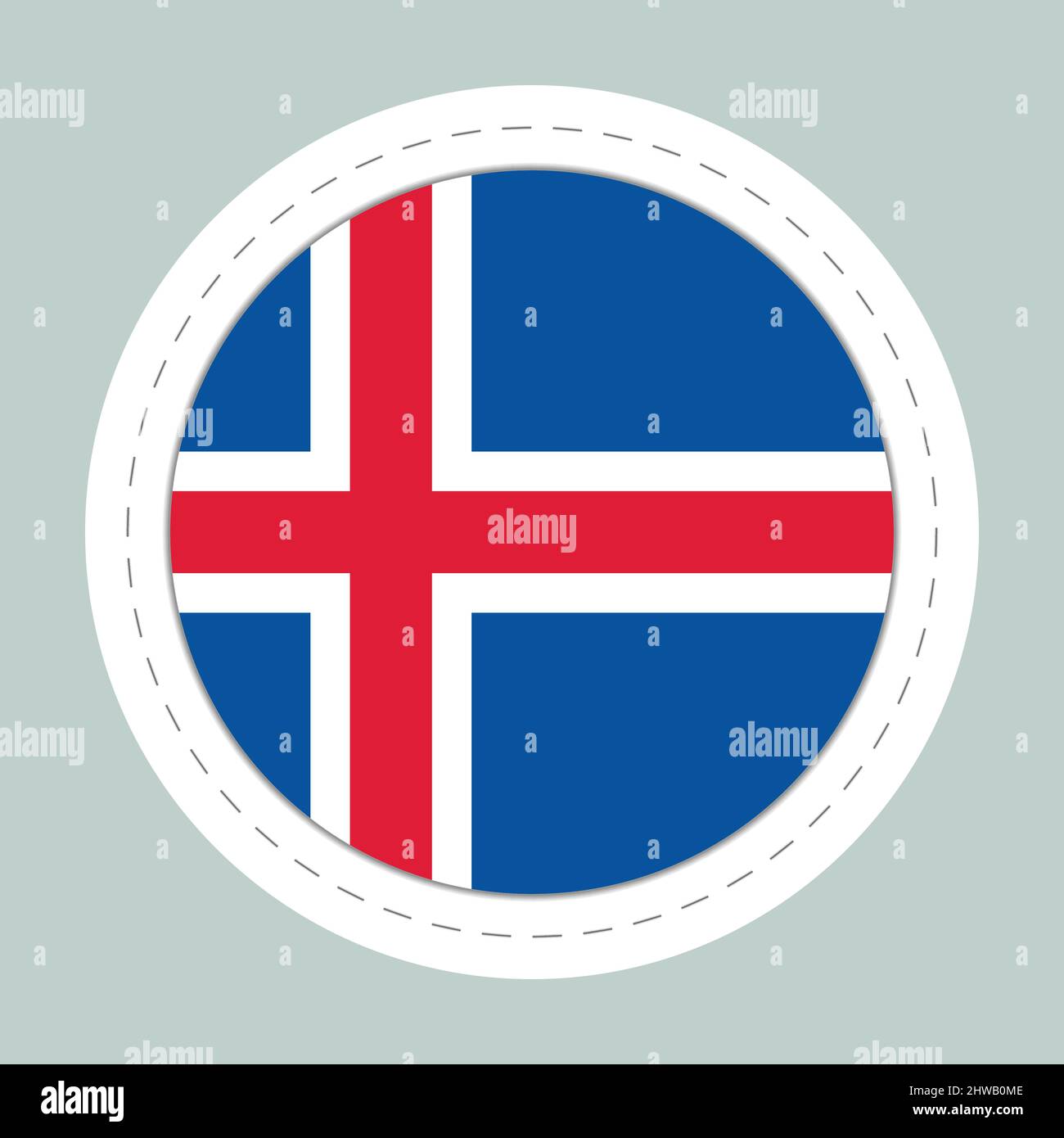 Sticker ball with flag of Iceland. Round sphere, template icon ...