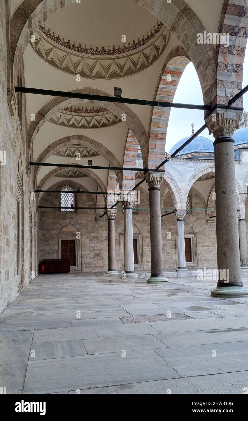 Beyazit Mosque in Istanbul. Courtyard of the mosque. Ottoman mosque ...