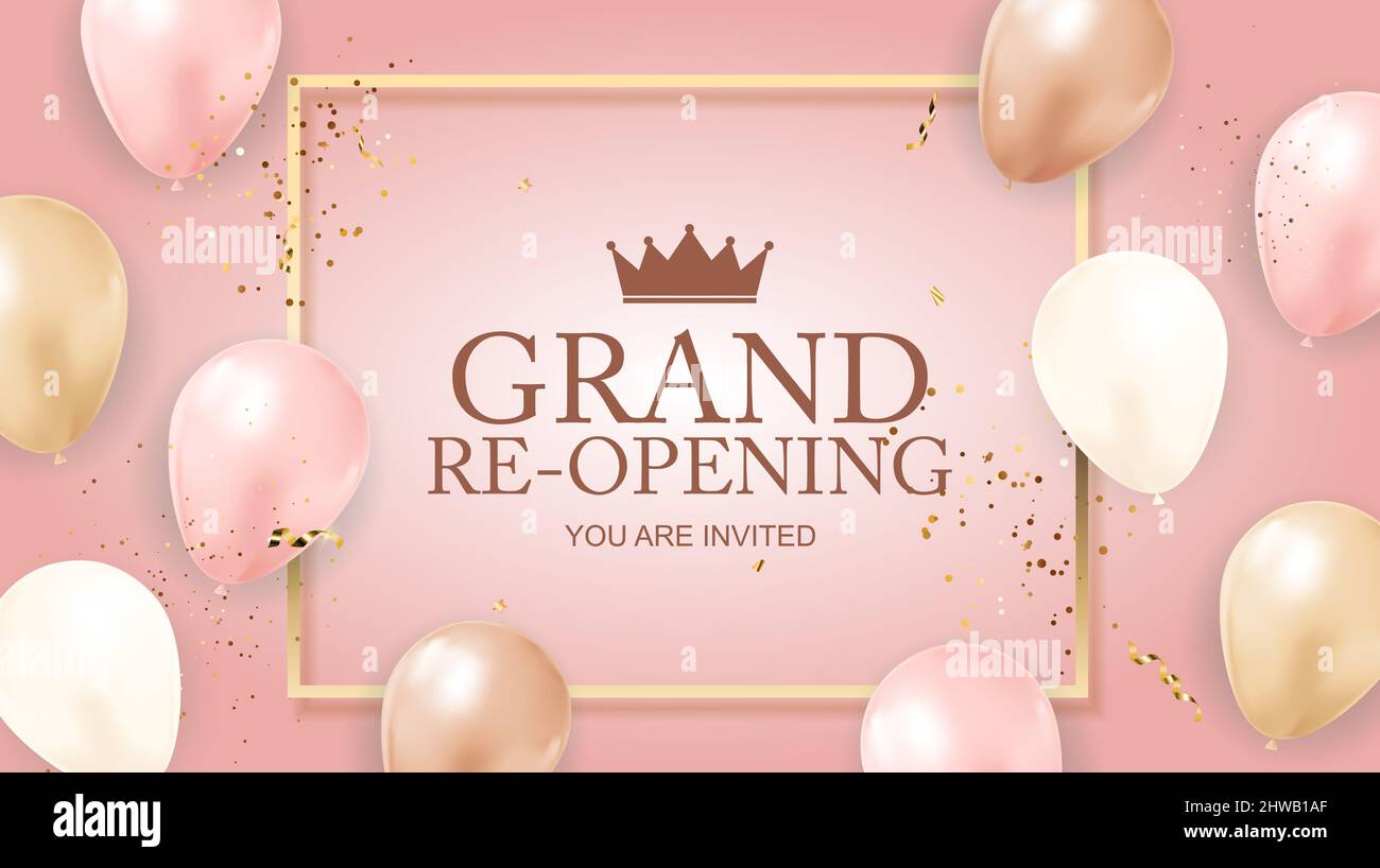 Grand Opening congratulation background card with balloons ...