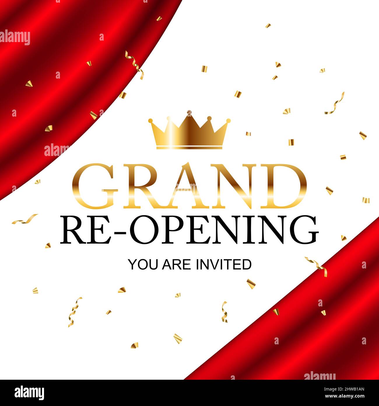Grand Opening congratulation background card with red ribbon and ...