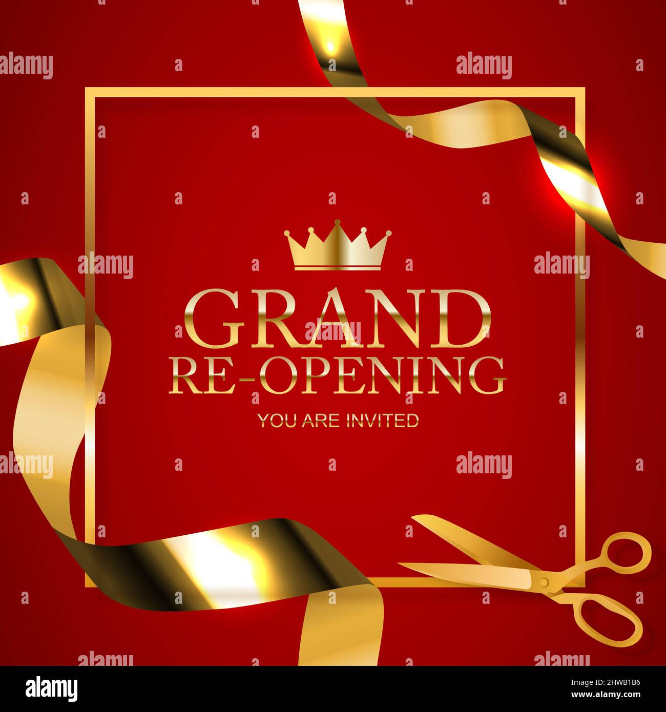 Grand Opening congratulation background card with golden confetti ...
