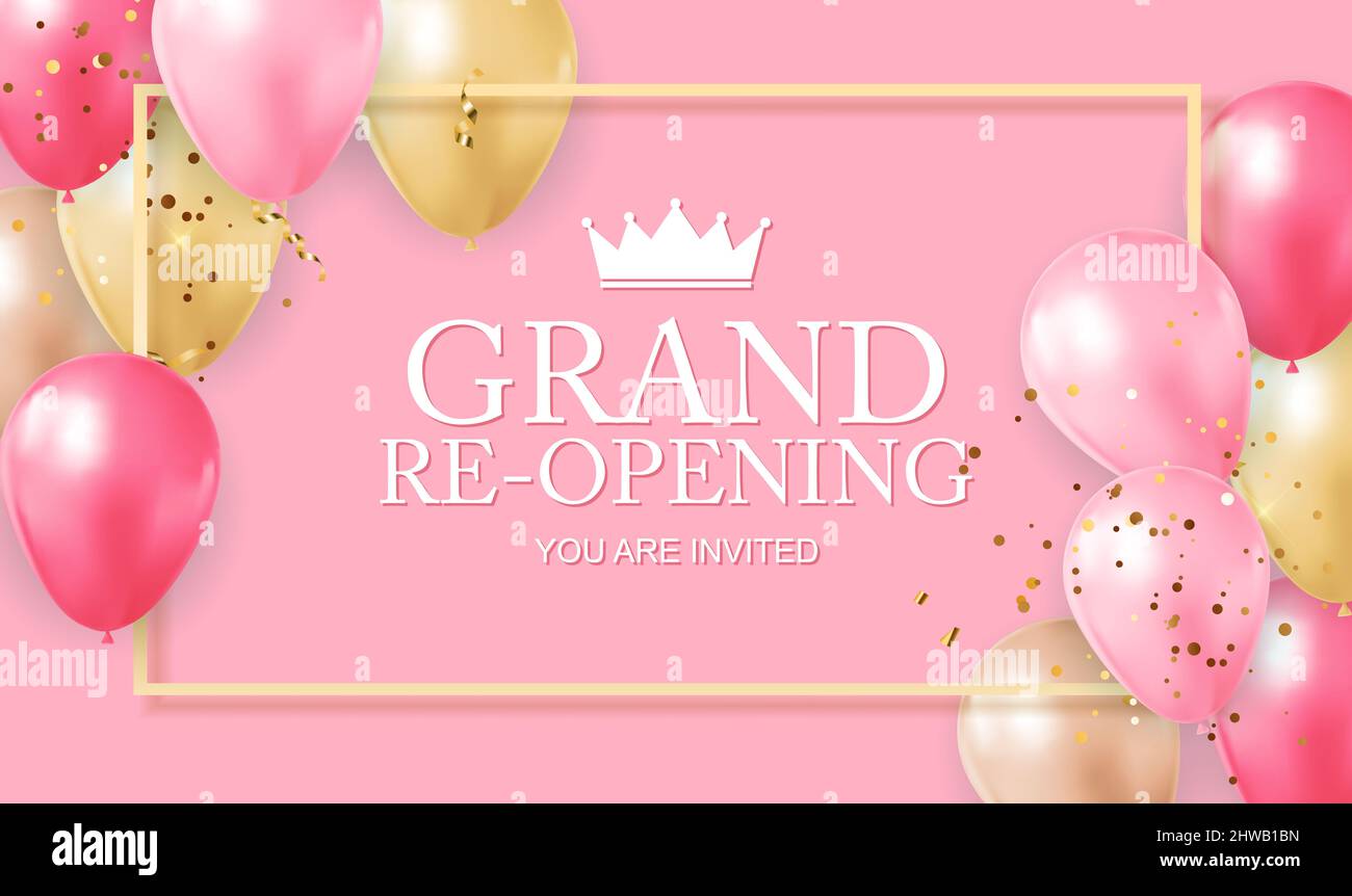 Grand Opening congratulation background card with balloons ...