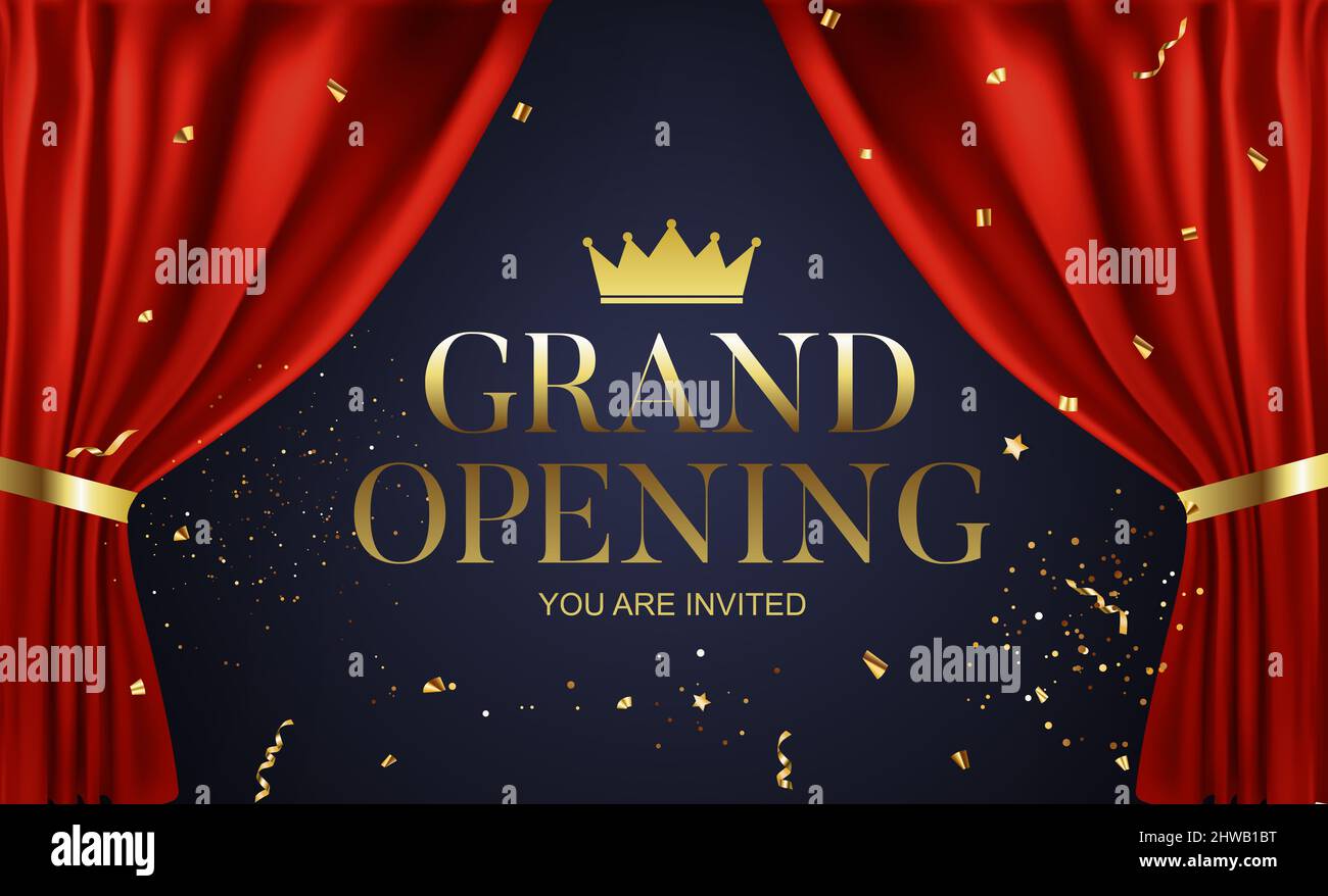 Grand Opening congratulation background card with golden confetti ...