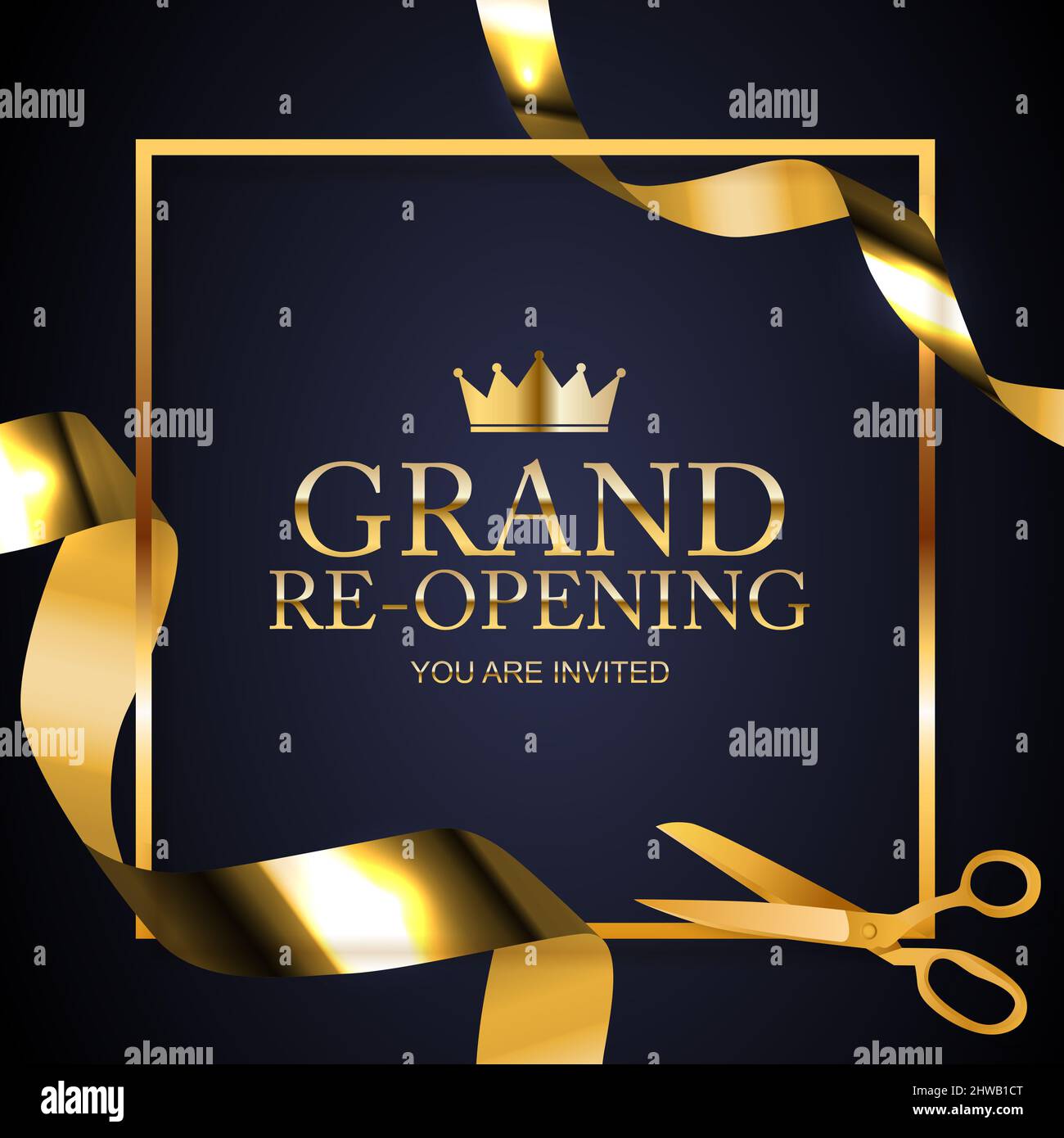 Grand Opening congratulation background card with golden confetti ...