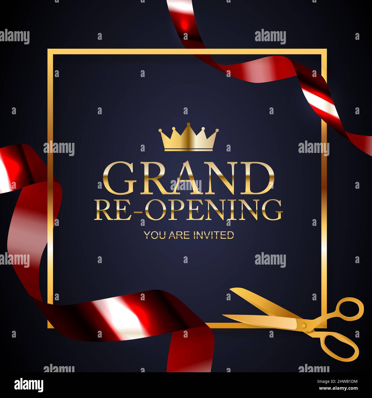 Grand Opening congratulation background card with golden confetti ...
