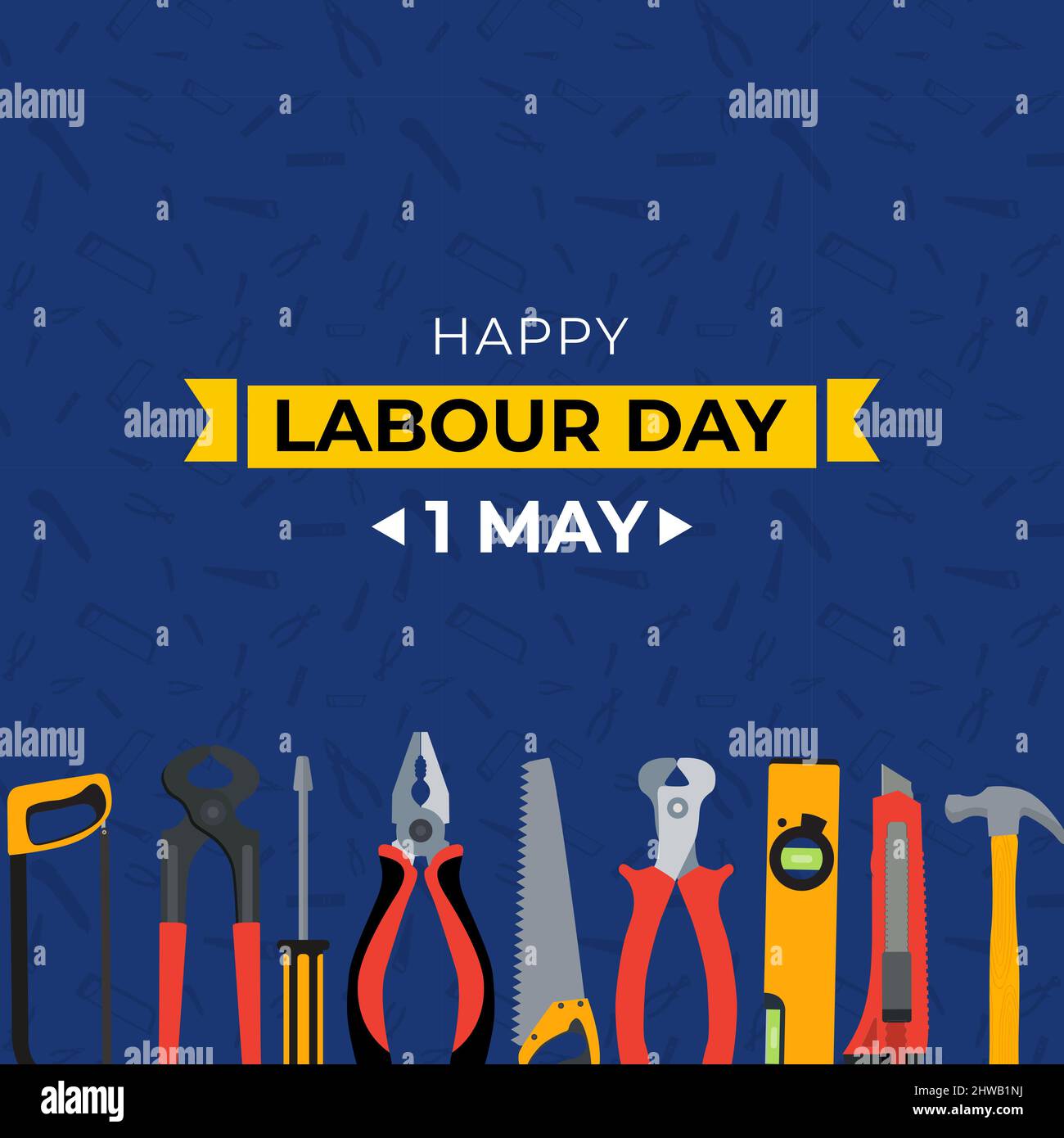 1 May Happy labour day background with working tools. illustration ...