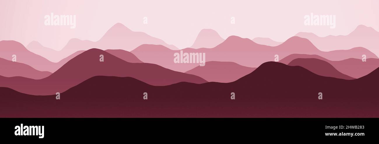 design red flat of mountains peaks in mist digital graphics texture ...