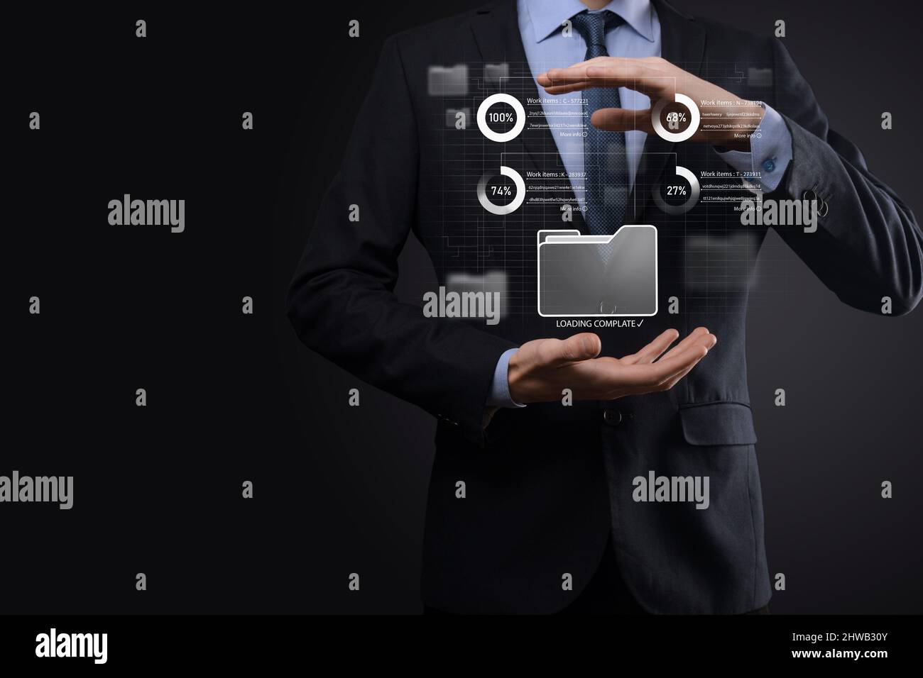 Business developer hand using board framework on virtual modern ...