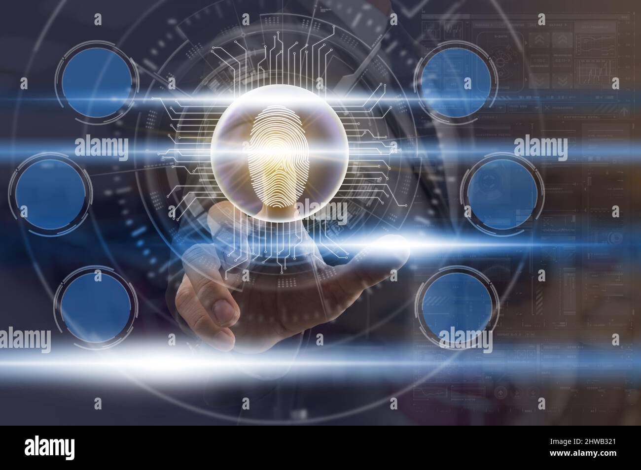 Businessman Fingerprint scan for support security access with ...