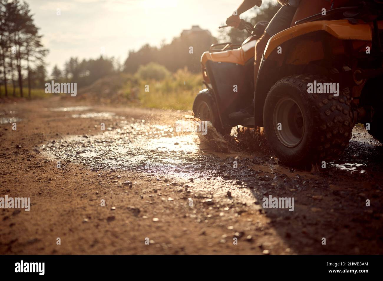 Four wheeler in the nature.Quad Bike in the mountains in mud Stock ...
