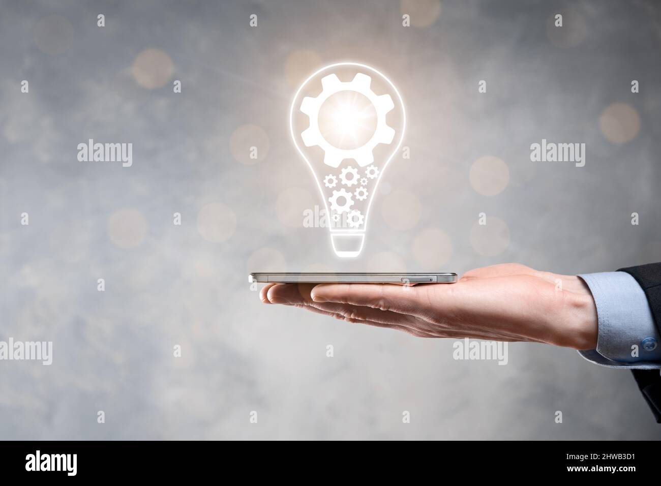 Creative light bulb with marketing network icons planning strategy ...