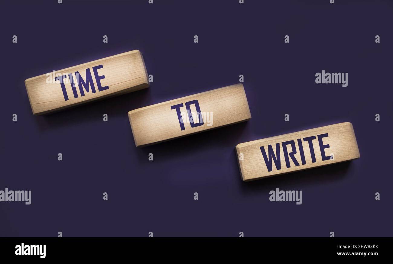 Text Time To Write Written Wooden Blocks On Purple Background. Business ...