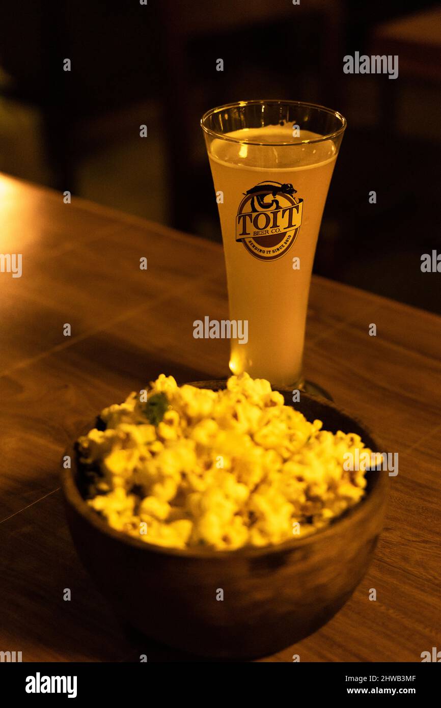 Half Pint of Toit Tint-In-Wit Beer along with Popcorn at Toit Brewpub ...
