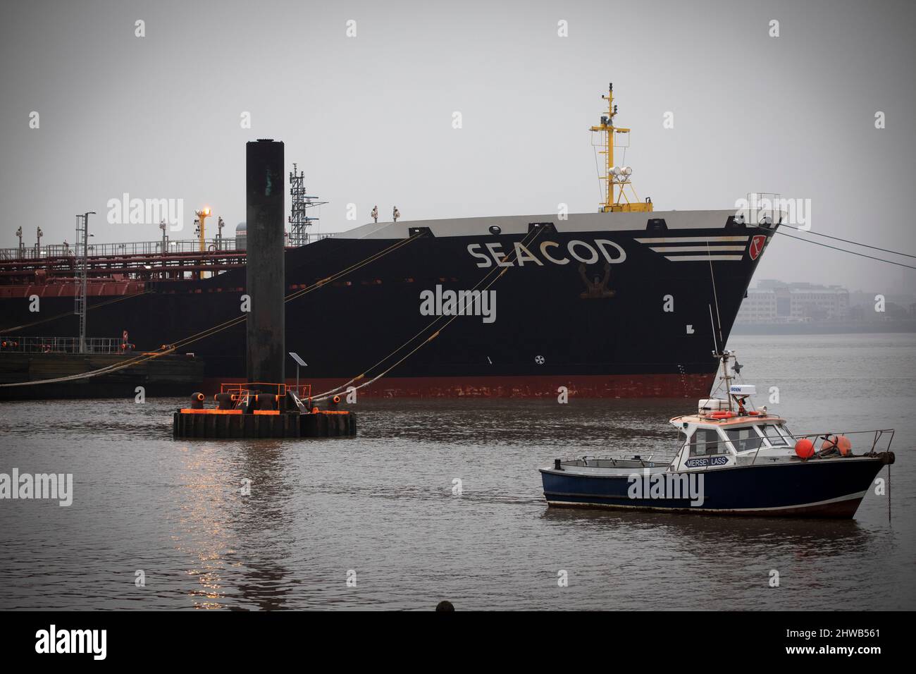 The German flagged tanker Seacod, berthed at the Tranmere Oil Terminal ...