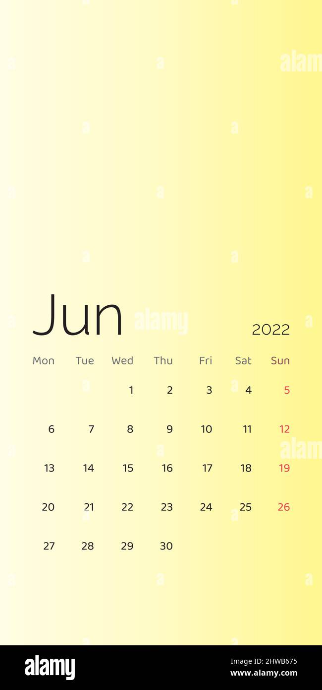 June 2022 calendar planner set for template corporate design week start ...