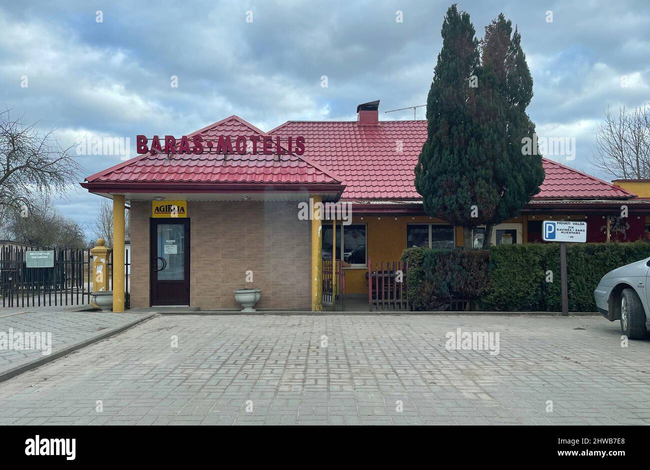 Panemune, Lithuania. 04th Mar, 2022. Baras Motelis bar in the Lithuania ...