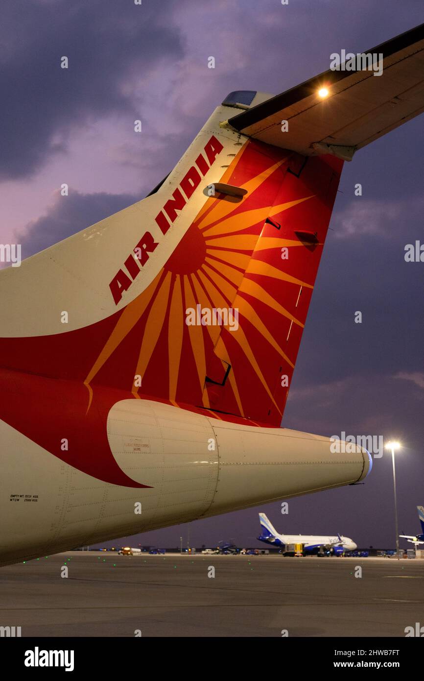 Tail section of an Alliance Air ATR 72 in the former Air India Regional ...