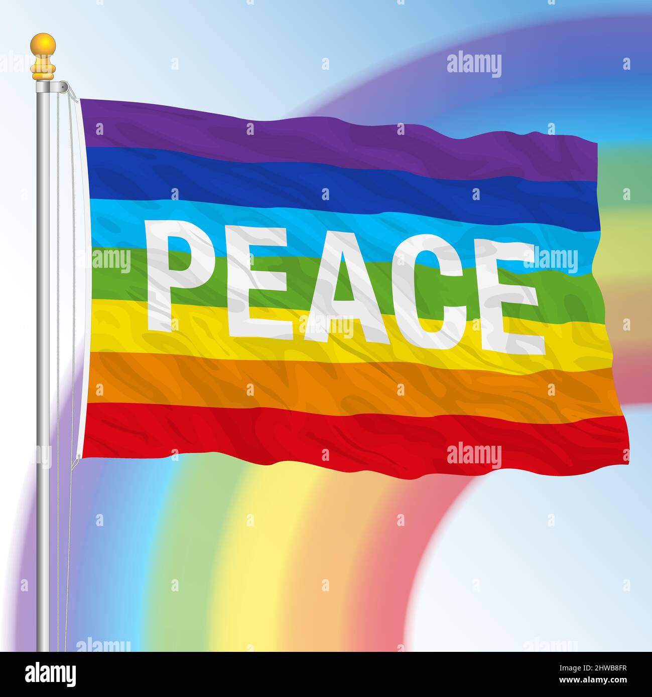 Peace movement flag, international symbol with rainbow on the ...