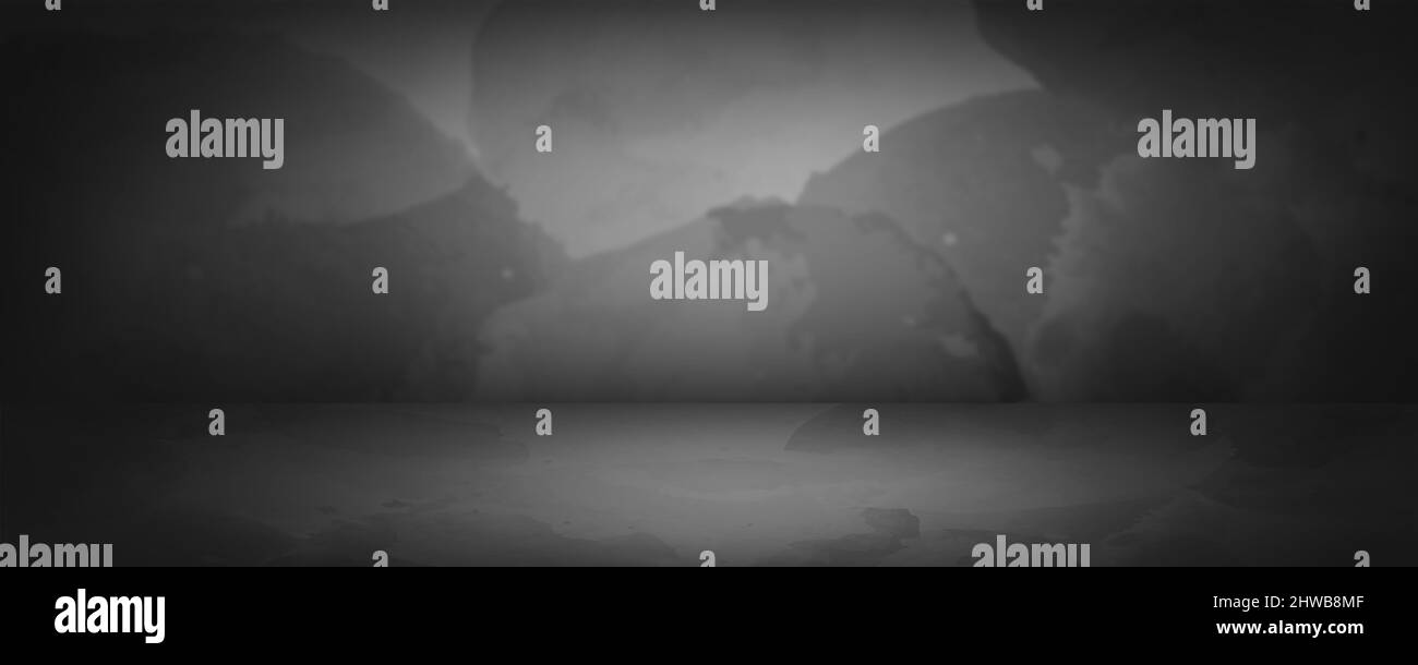 black abstract watercolor studio and showroom banner background Stock ...