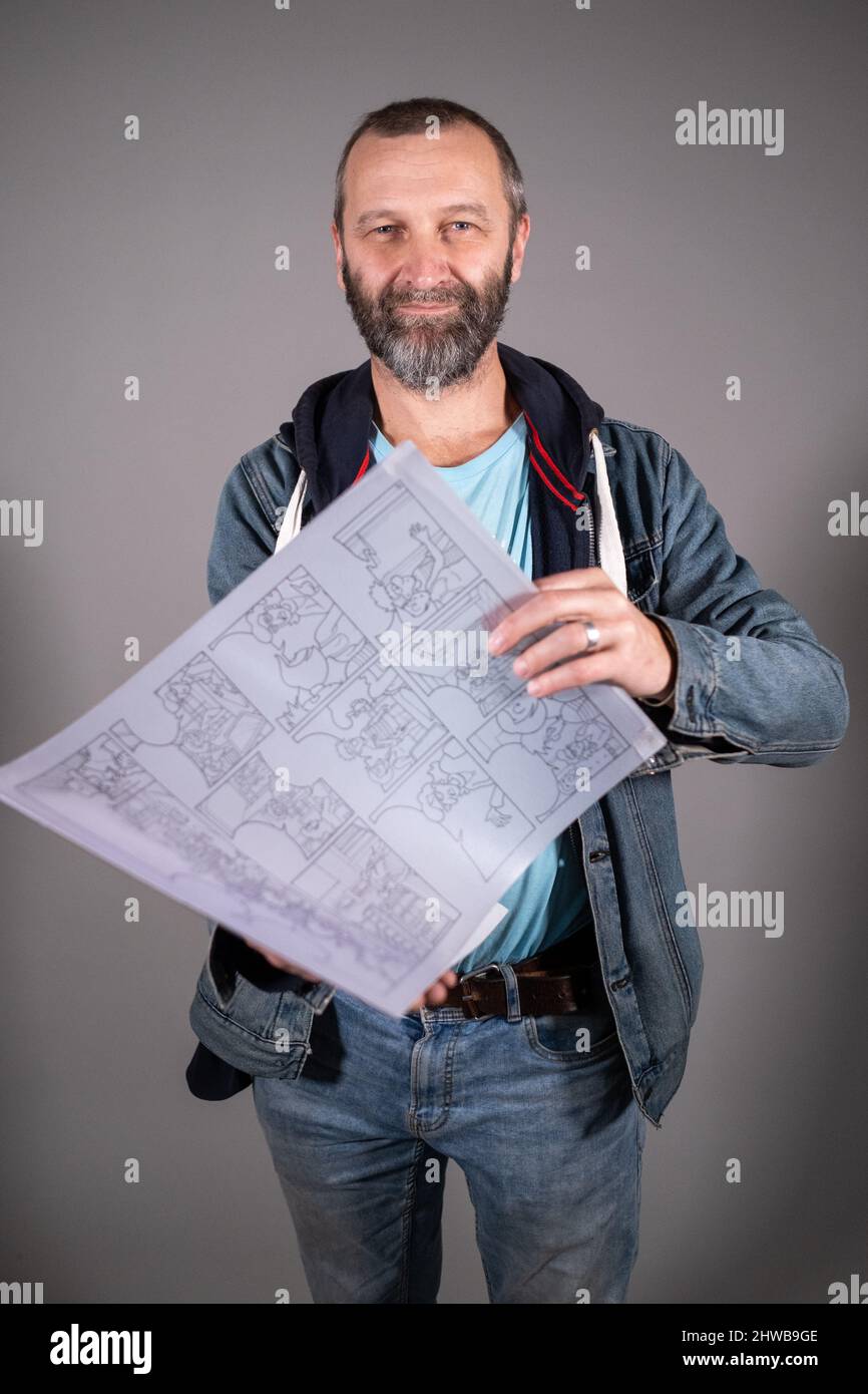 France, Brittany, Saint-Brieuc on 2022-02-11. Portrait of Jean ...