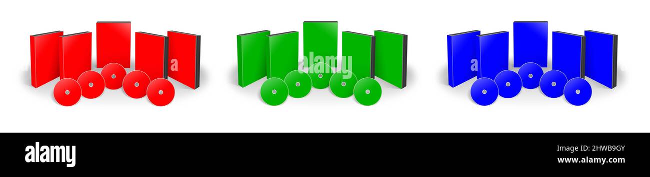 Three RGB Bundles blank template red, green and blue for presentation ...