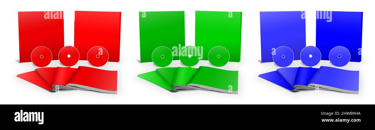 Three RGB Bundles blank template red, green and blue for presentation ...