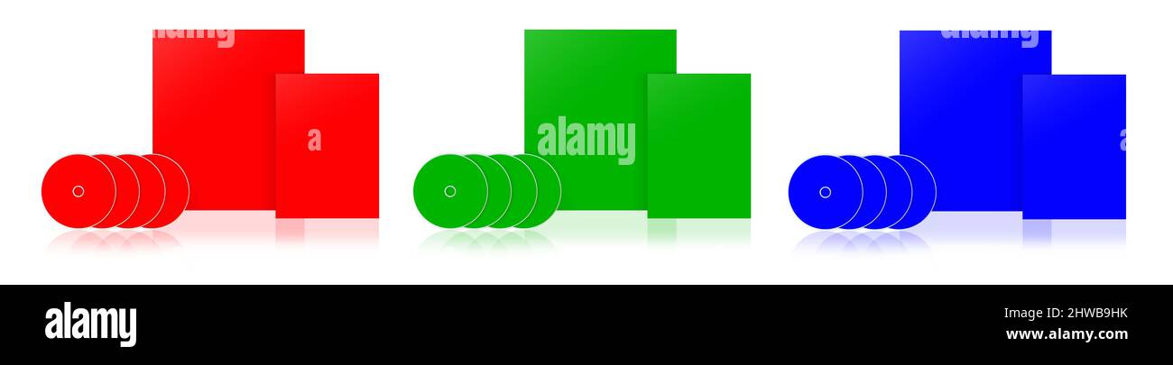 Three RGB Bundles blank template red, green and blue for presentation ...