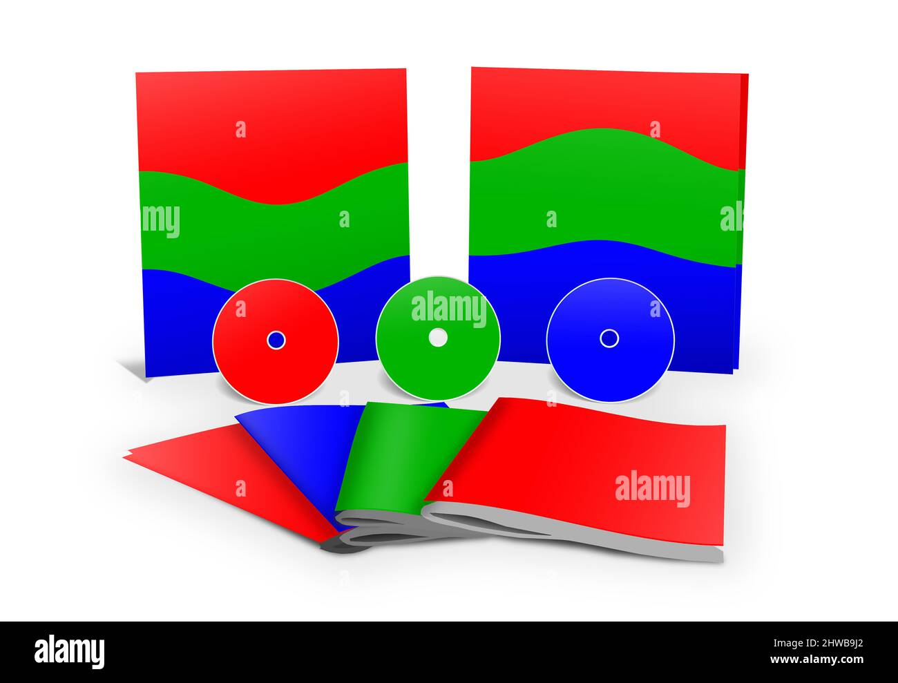 Three RGB Bundles blank template red, green and blue for presentation ...