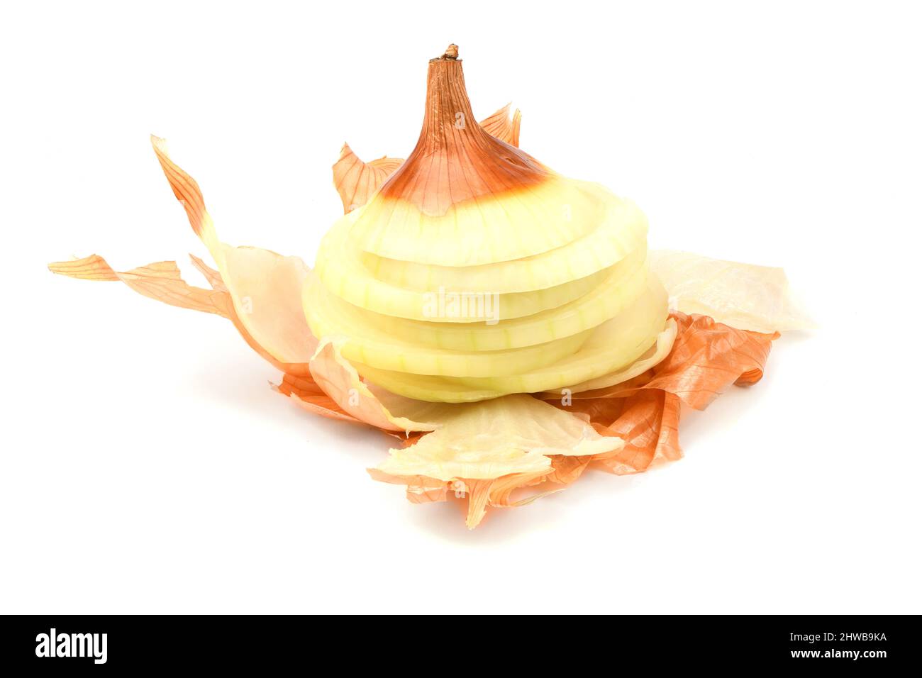 Yellow onion bulbs on white background. High resolution photo. Full ...