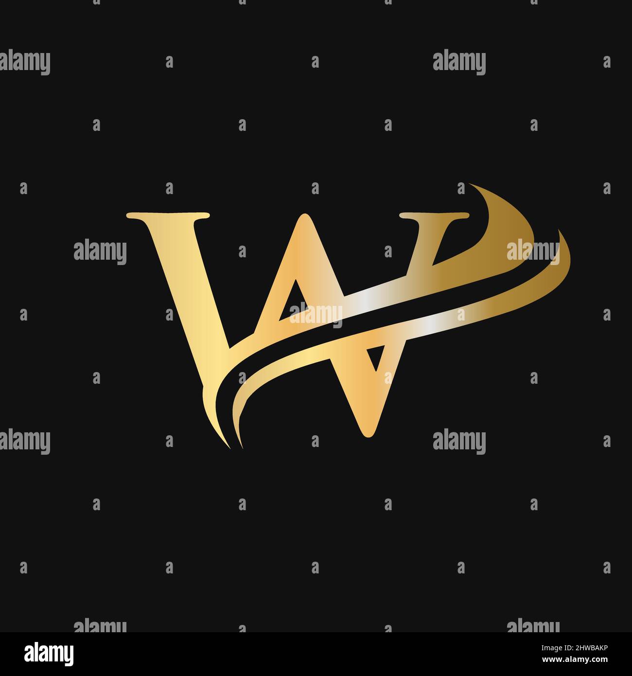 Golden w initial logo hi-res stock photography and images - Alamy
