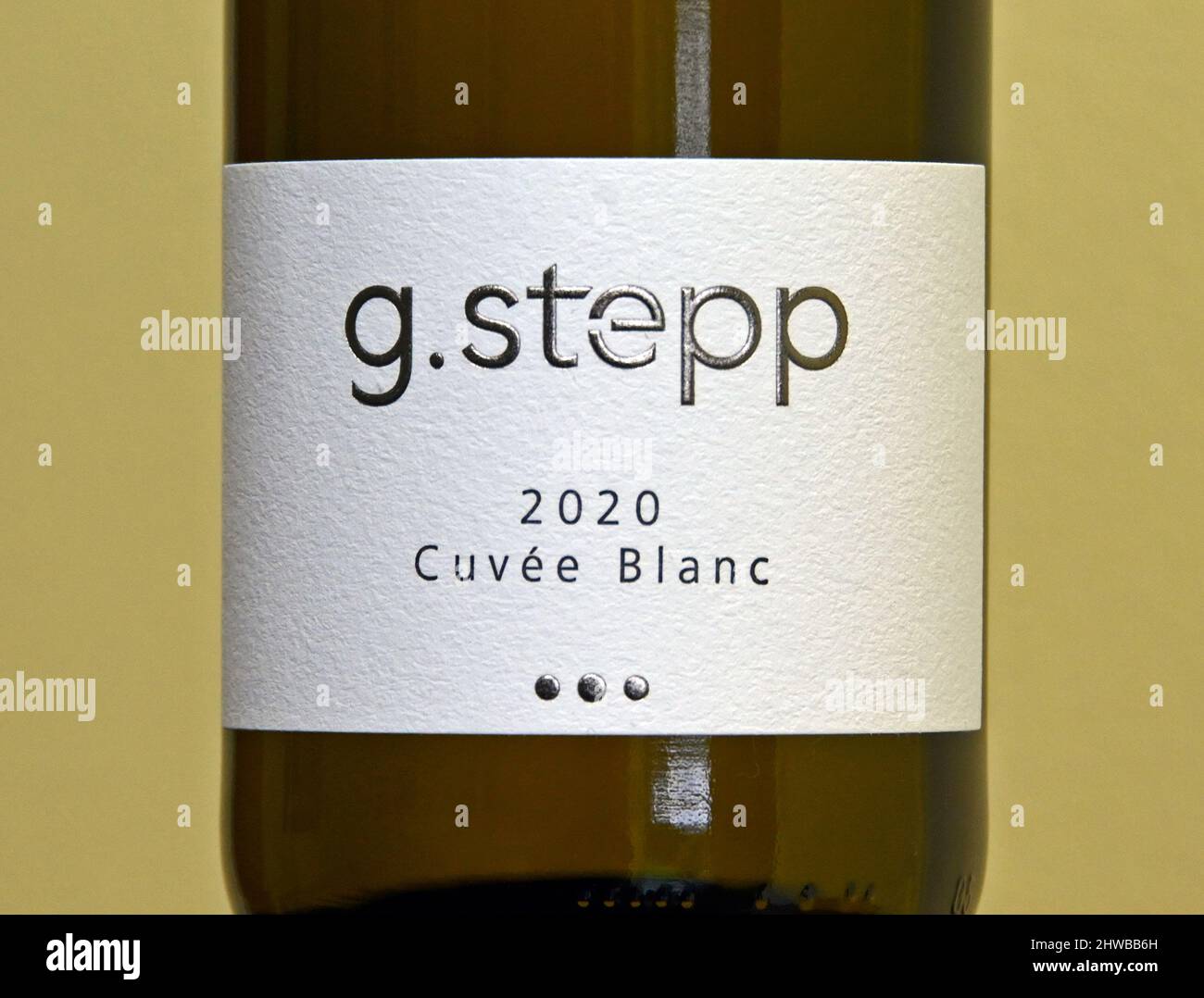 Wine label. G.Stepp.2020. Cuvee Blanc Stock Photo - Alamy