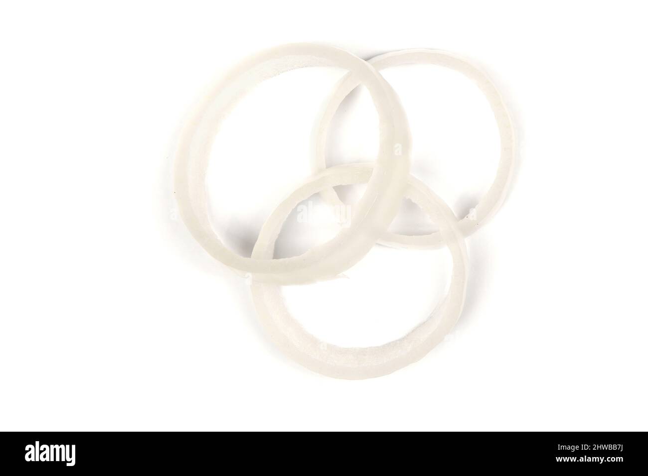 Sliced white onion rings isolated on white background. High resolution ...