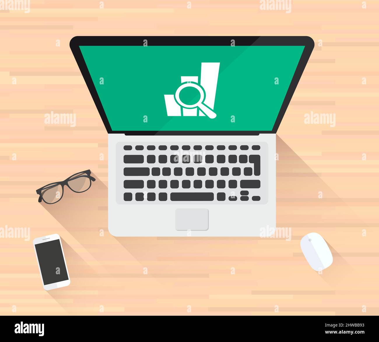 Graphic Bars Analysis Icon Laptop Illustration Stock Vector Image & Art ...