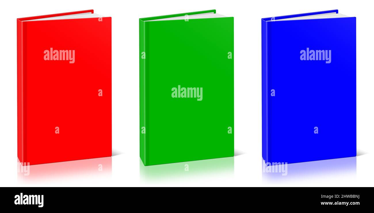 Blank book mockup RGB with shadow isolated on white. Illustration 3D ...