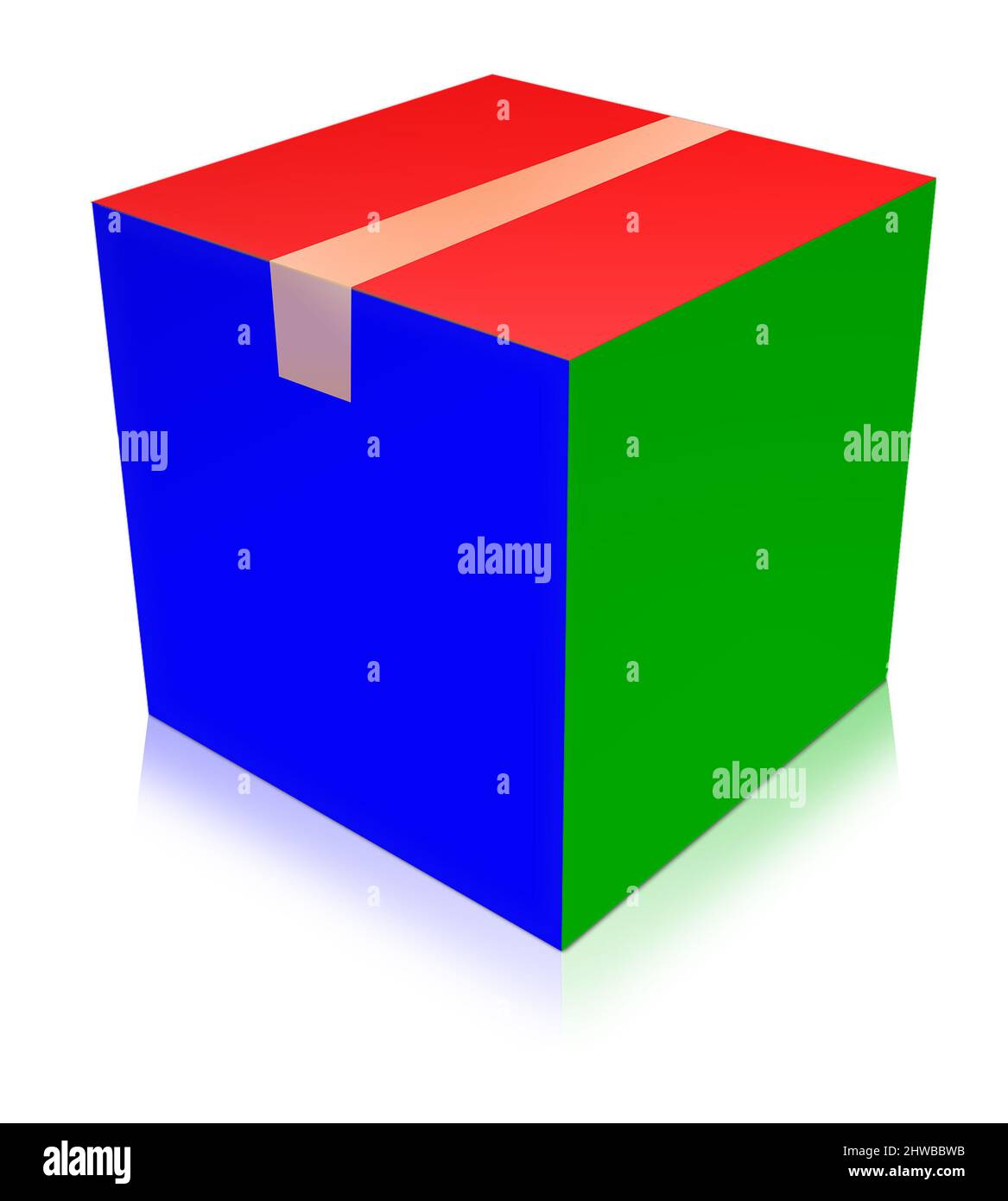 RGB Shipping Box blank template red, green and blue for presentation ...
